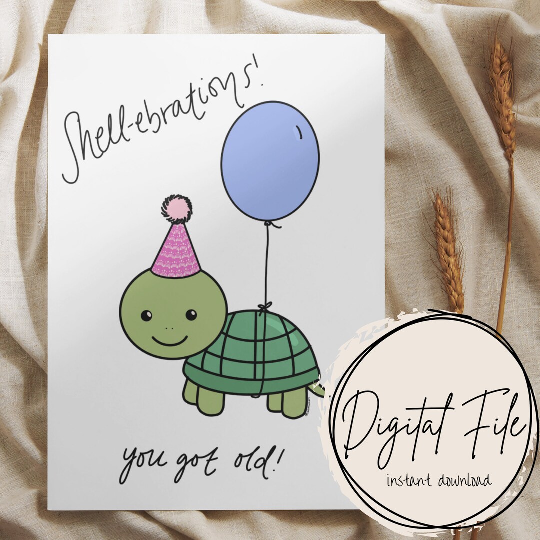 PRINTABLE Turtle Birthday Card Gift Card for Her, for Him, for Kids ...