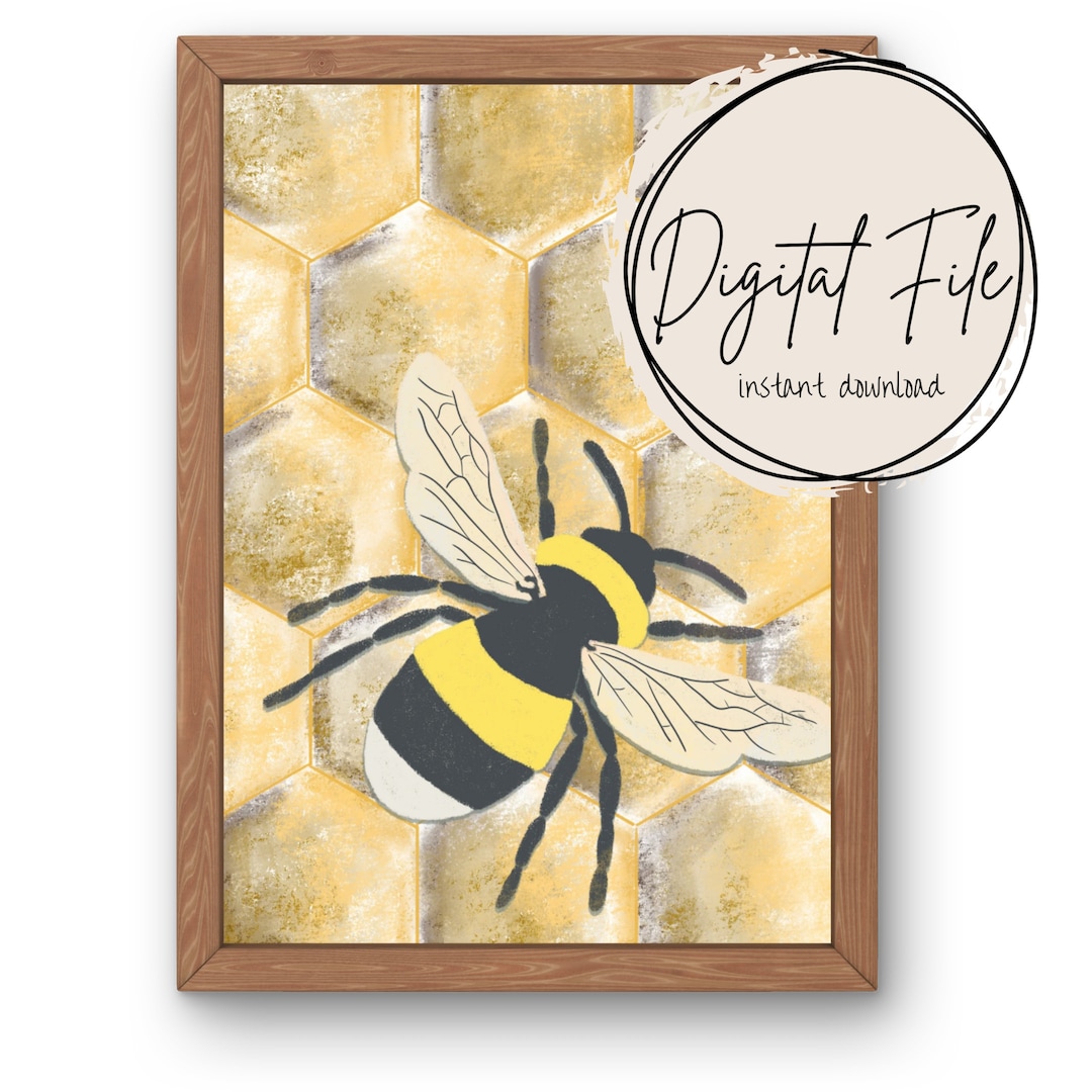 PRINTABLE Honeycomb and Bee Portrait Art Print, Valentines Gift for Her ...