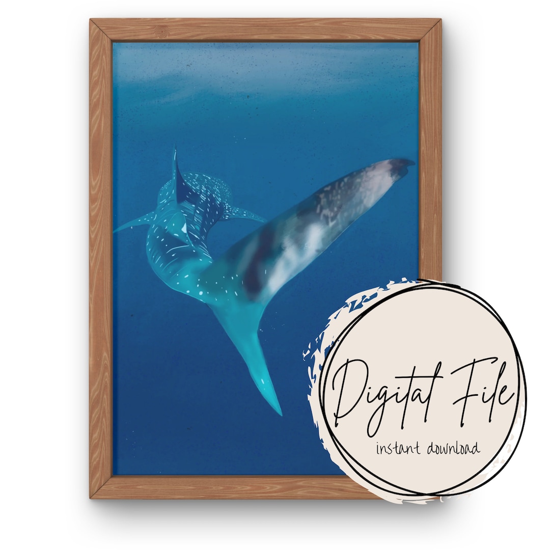 PRINTABLE Whale Shark Art Print, Digital Art Print, Whale Shark Print ...