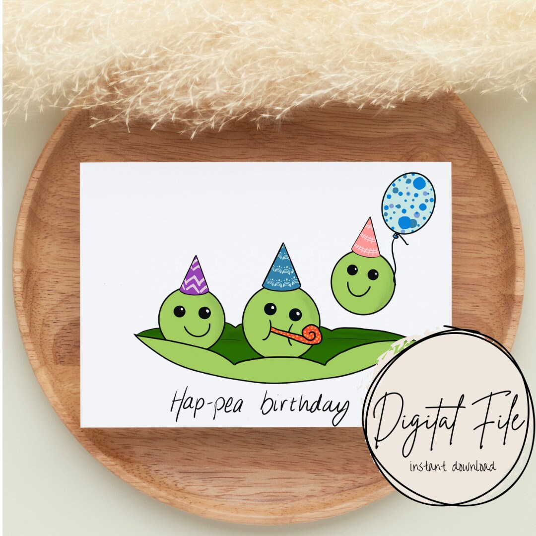PRINTABLE Hap-pea Birthday Card Gift Card for Her for Him - Etsy