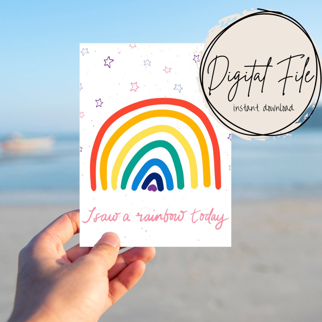 PRINTABLE Rainbow Card Digital Card Download Art Greeting - Etsy