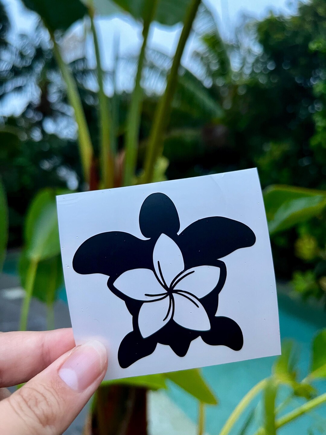 Turtle Frangipani Decal Sticker, Gift for Turtle Lovers, Vinyl Car ...