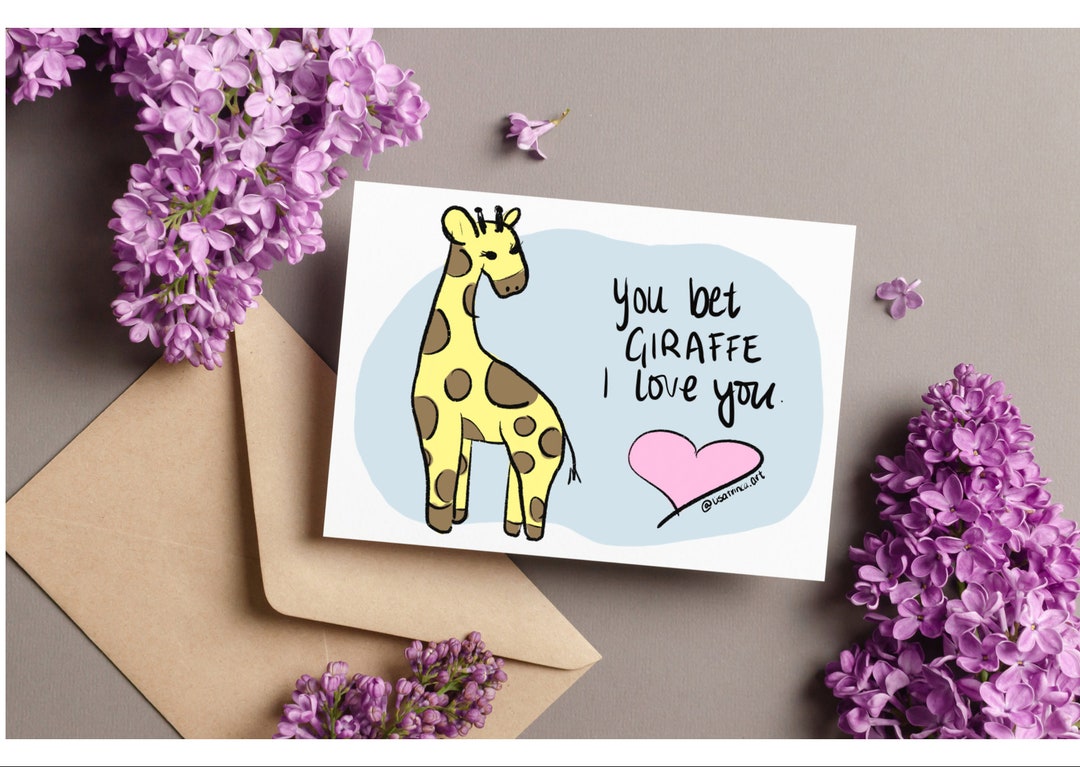 Giraffe Anniversary Card Gift Card for Her for Him Funny - Etsy