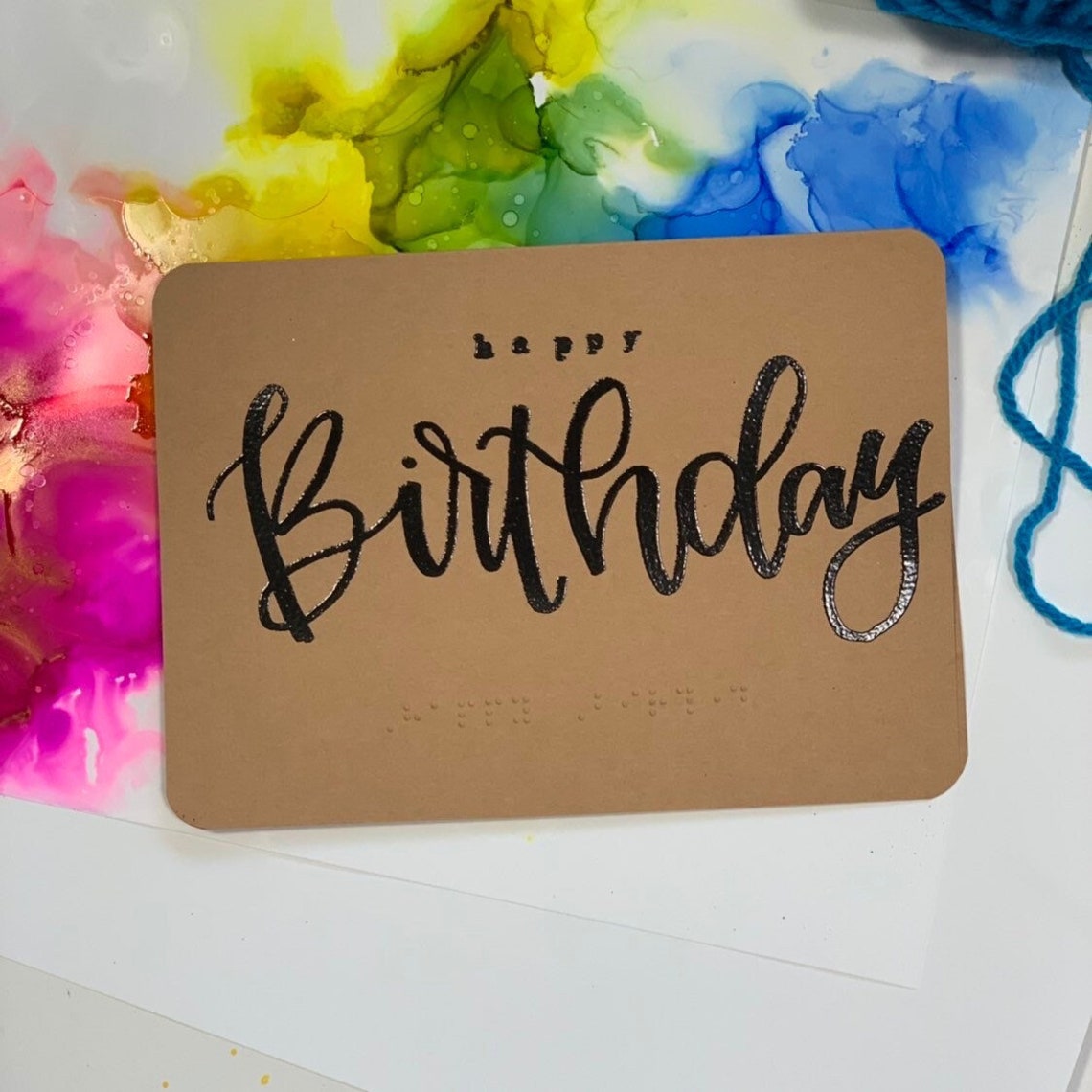 Braille Customized Birthday Card With Handlettered Embossing - Etsy
