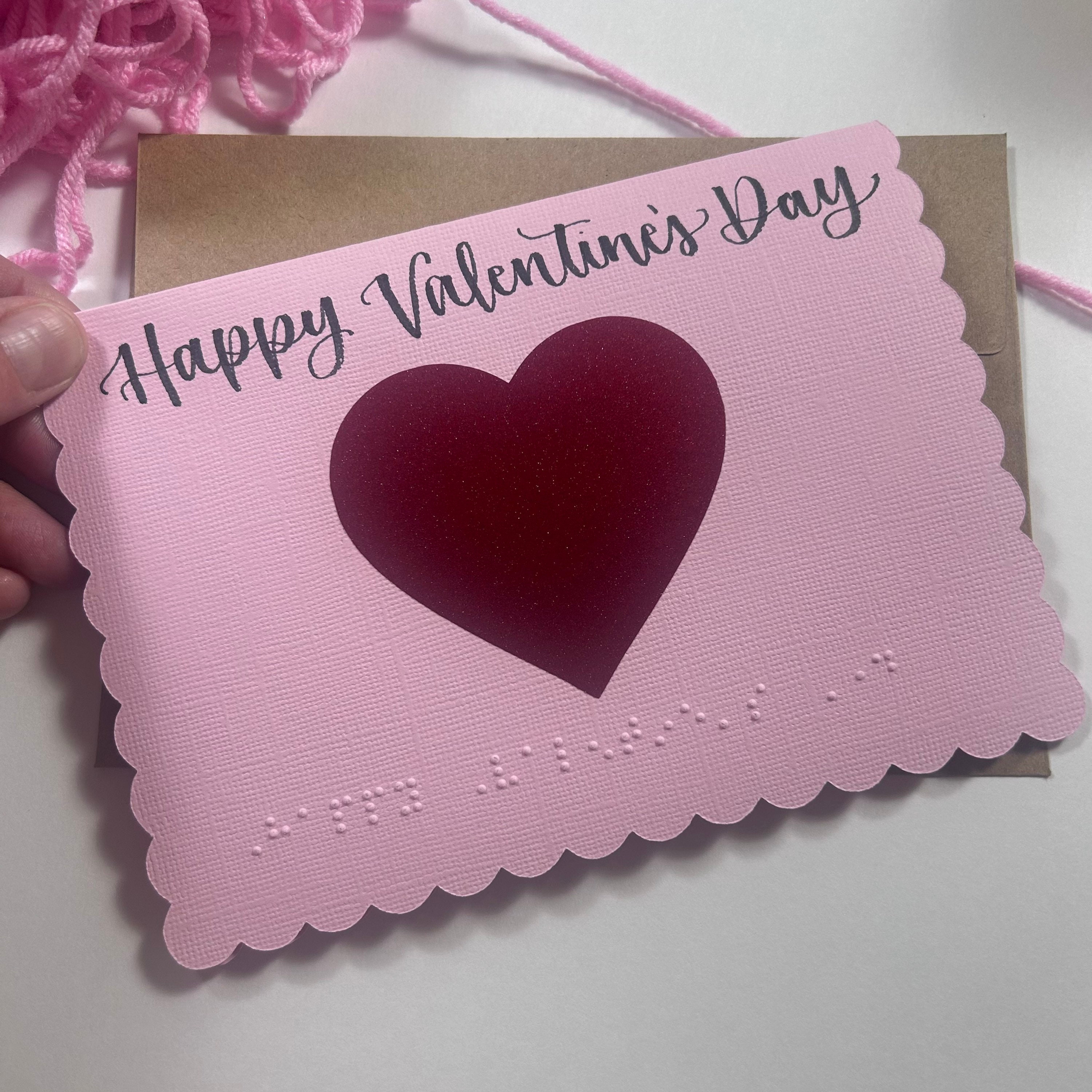 Braille Valentines Day Card Personalized Message 7x5 A7 - Etsy