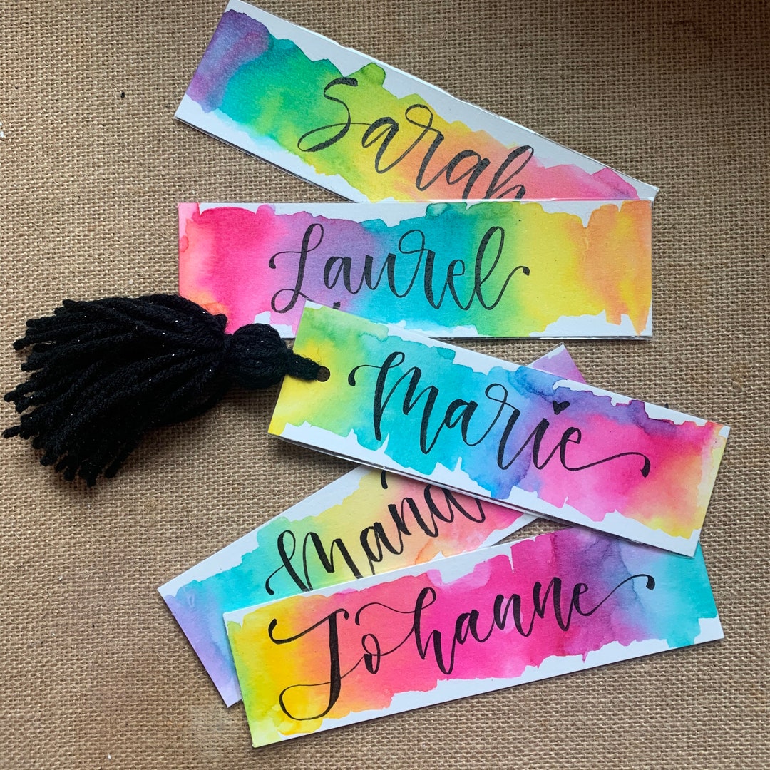 Bookmarks Personalized Watercolor Lettered - Etsy