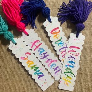 Personalized Bookmark Custom With Watercolor Hand Lettered Calligraphy ...