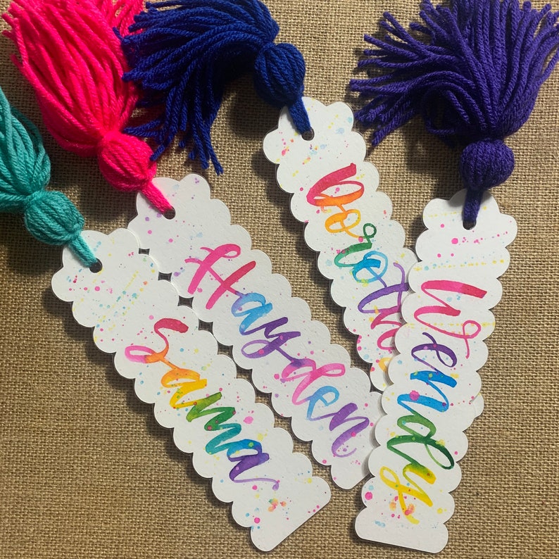 Personalized Bookmark Custom With Watercolor Hand Lettered - Etsy