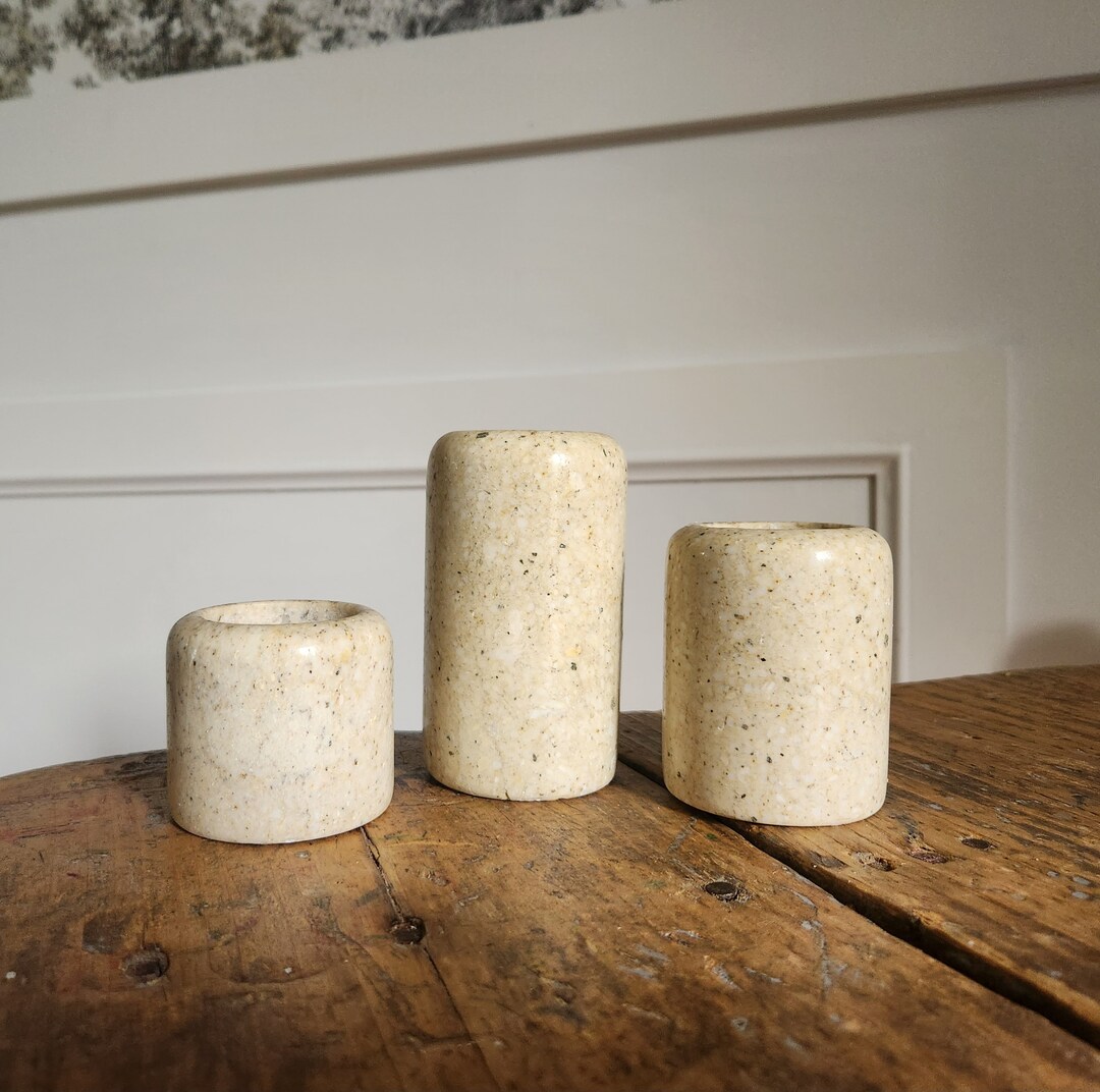 Vintage Ikea Set of 3 Stunning Textured Travertine Marble Neutral Tea ...