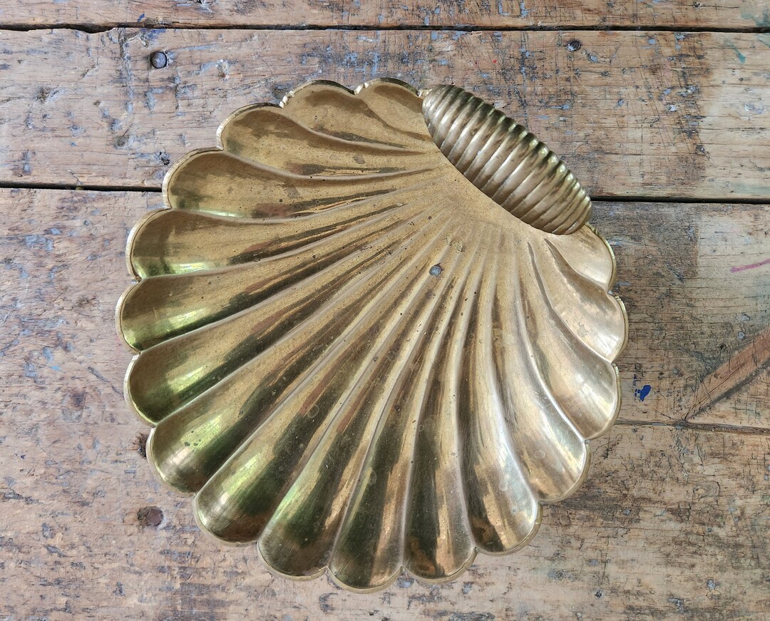 Vintage Small Shell Shaped Solid Brass 3 Footed Catch All Kitchen ...