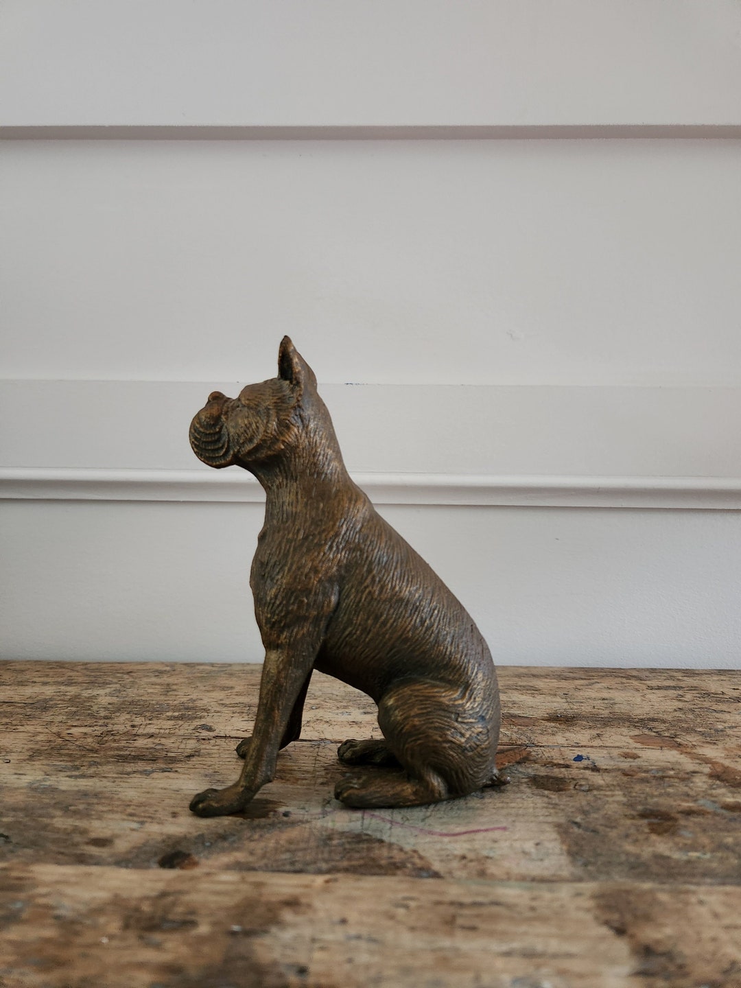 Vintage Brass Boxer Dog Sculpture, Dog Statue, Dog Lover, Animal ...
