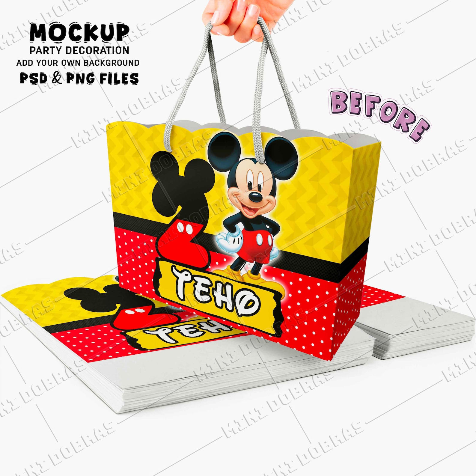 Birthday Party Favor BAG Template, Editable Photoshop PSD, Personalized ...