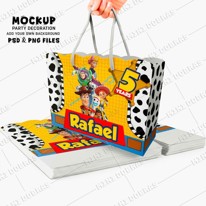 Birthday Party Favor BAG Template, Editable Photoshop PSD, Personalized ...