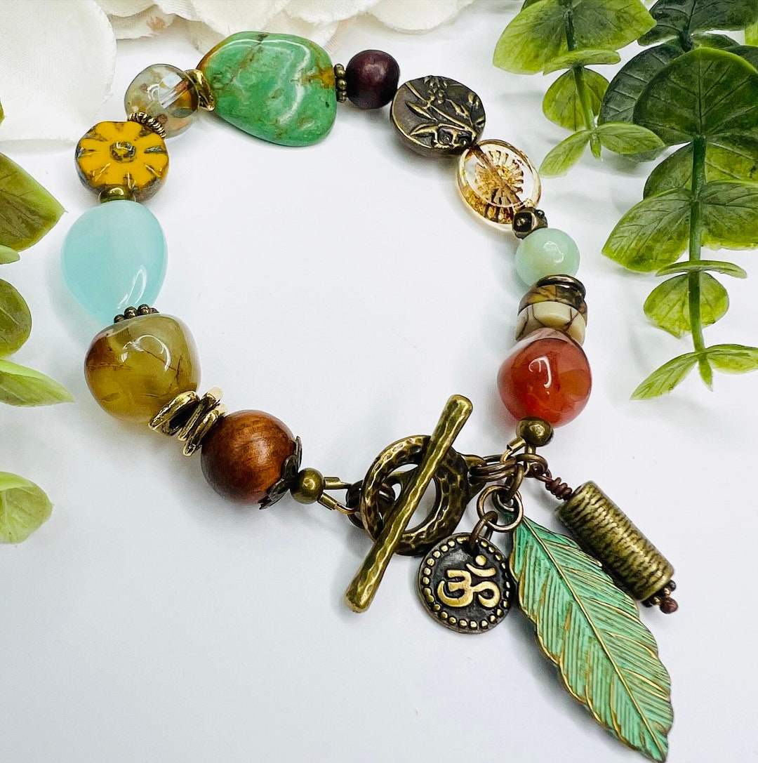Ohm Charm Gemstone Bracelet, an Eclectic Variety of Beautiful Beads ...