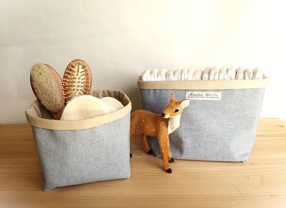 Blue and Ecru Storage Baskets 2 Pieces. Changing Table Storage. Diaper ...