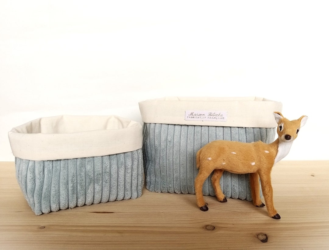 2-piece Blue Velvet Storage Baskets, Bathroom Storage, Changing Table ...