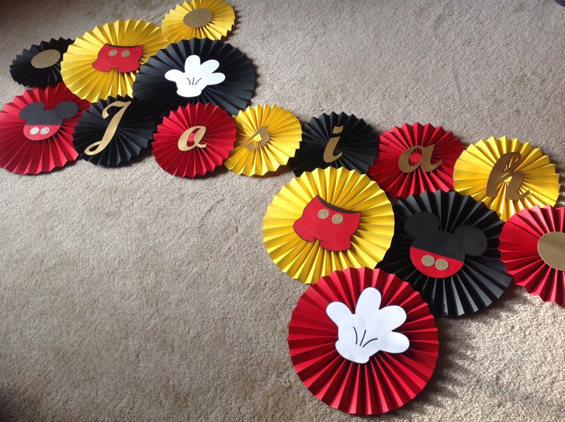 Mickey Mouse Paper Rosettes/ Mickey Mouse Party/ Mickey - Etsy