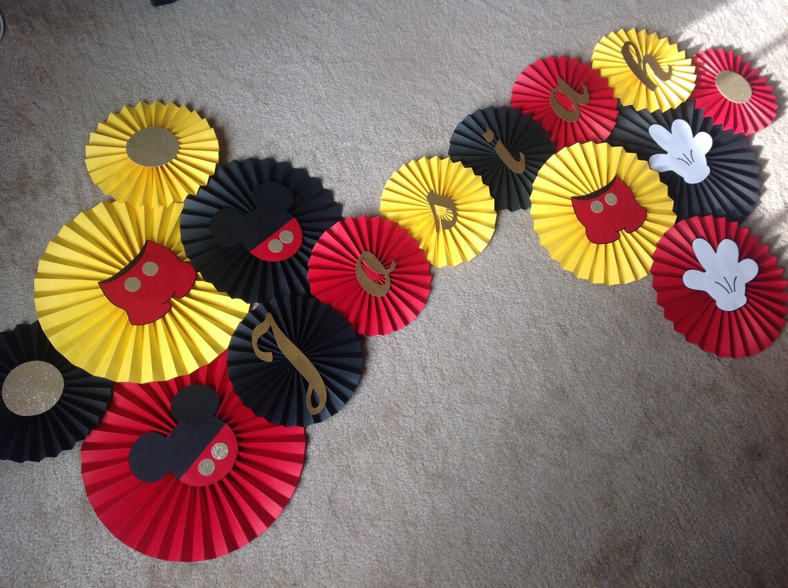 Mickey Mouse Paper Rosettes/ Mickey Mouse Party/ Mickey - Etsy