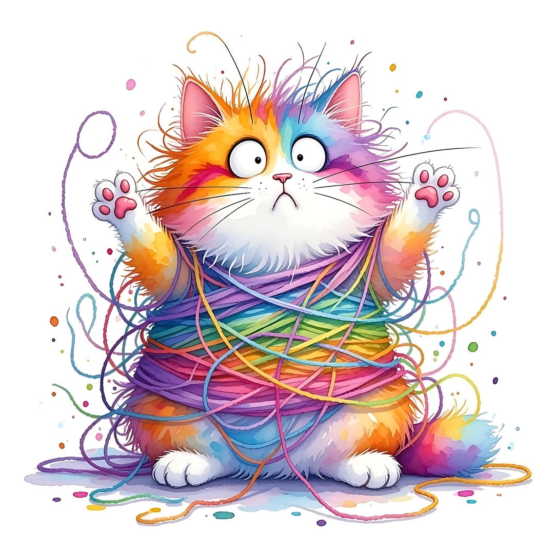 Rainbow Cat Clipart Set, Watercolor Illustrations (digital Download JPG ...
