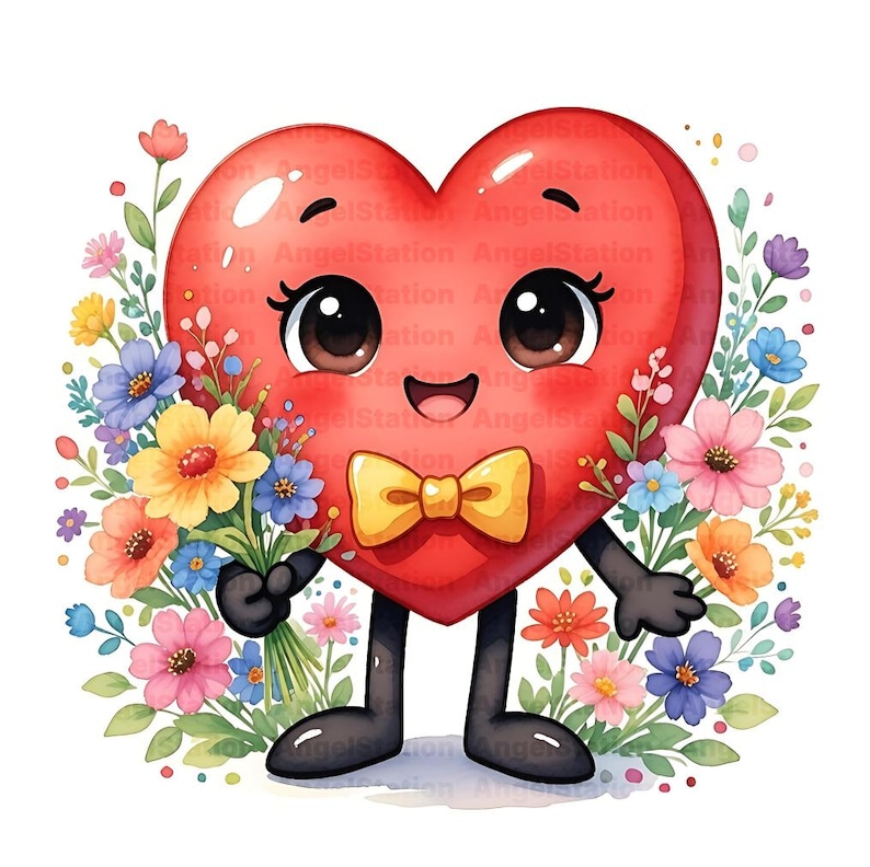 Kawaii Heart Clipart: Valentine's Day PNG/JPG (digital Download ...