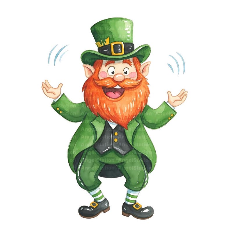 Leprechaun Watercolor Clipart: Irish Holiday Whimsical PNG (digital ...