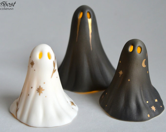 Spooky Ghost Sculpture Ceramic Oracle Ghost With Gold 24ct Matte Gold ...