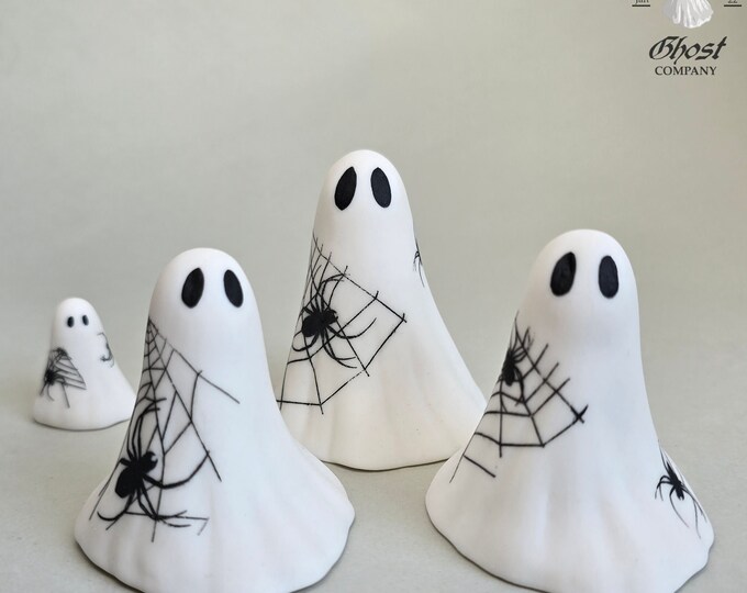 Spooky Ghost Sculpture Ceramic Spider Web Print - Etsy