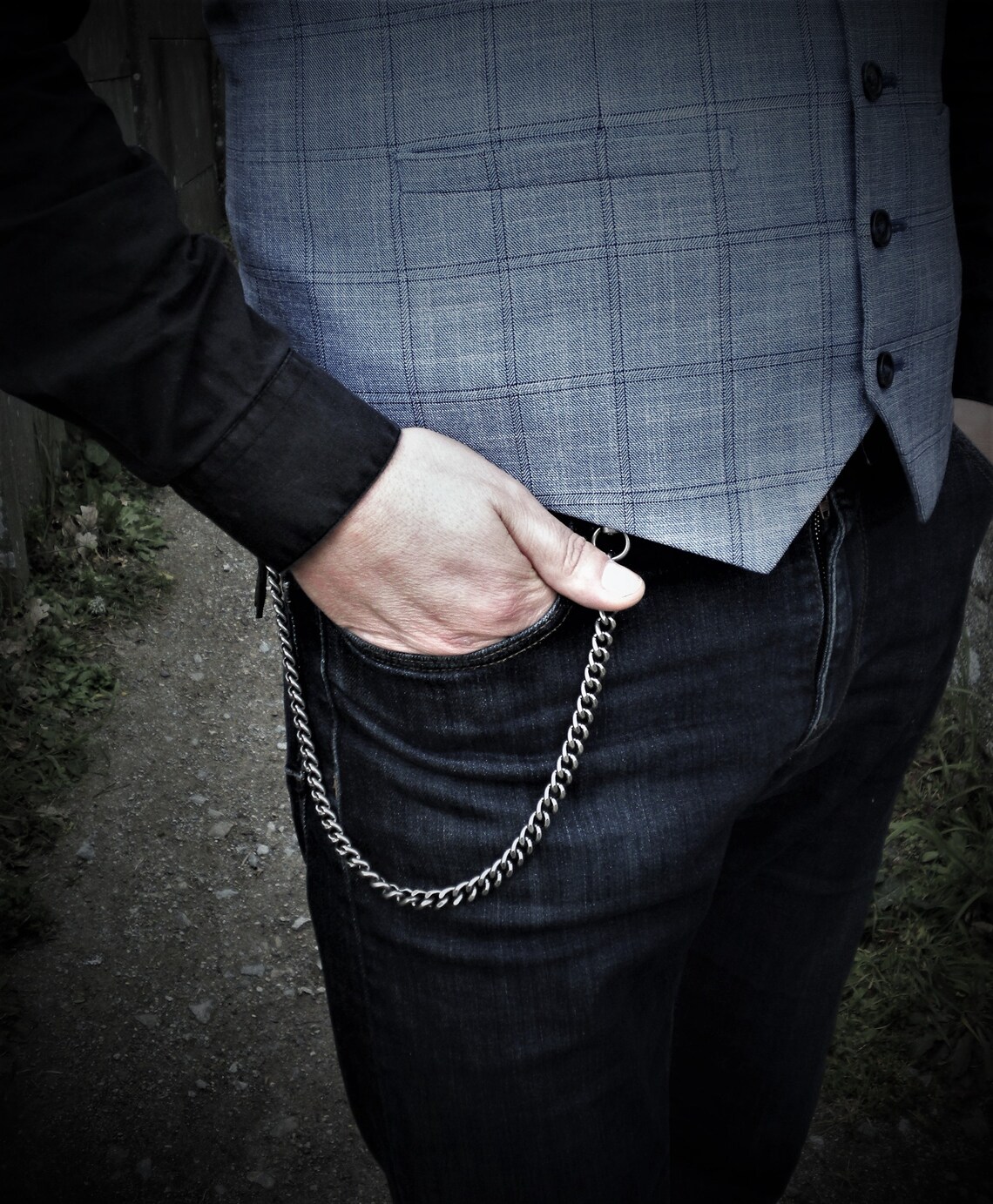 1 Row Men's Pants Chain, Gunmetal Pocket Chain, Stainless Steel Pants ...