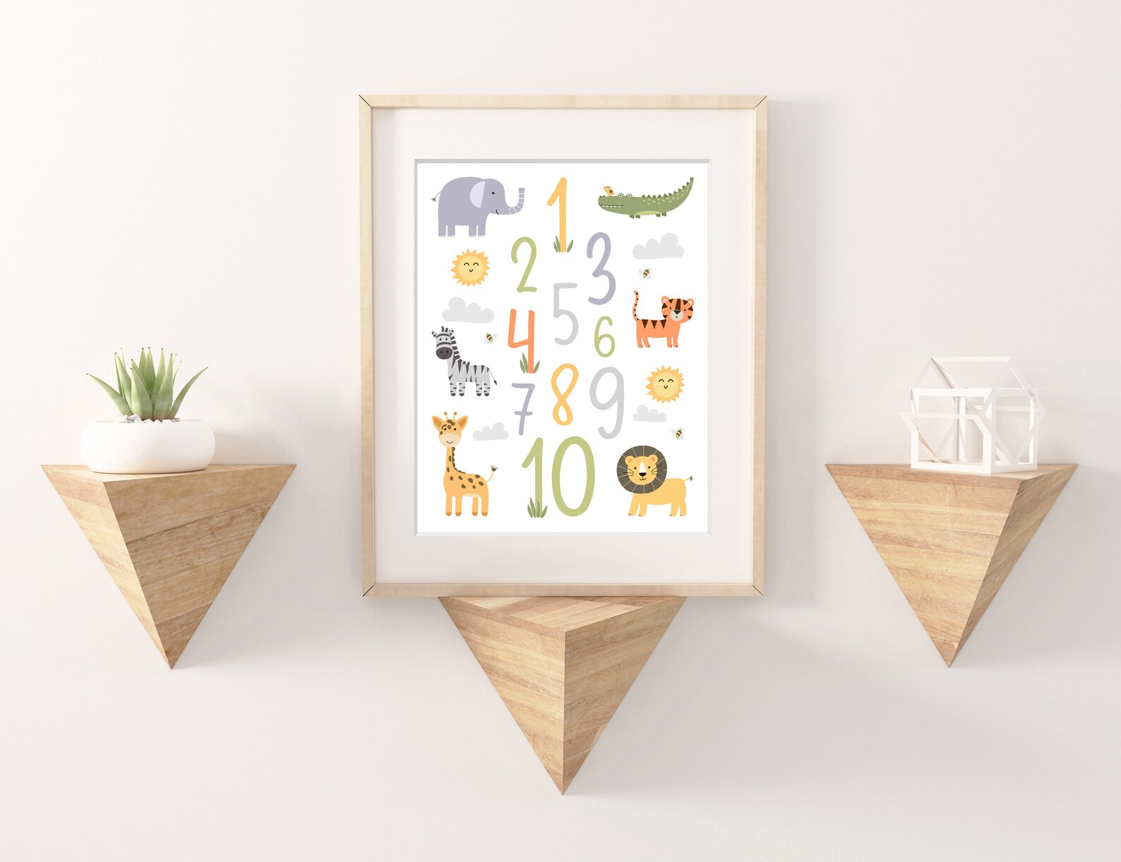Safari Animal Numbers Print Cute Neutral Nursery Decor | Etsy UK