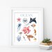 Ocean Art Print Sea Animal Poster Colourful Watercolour Nursery Wall ...