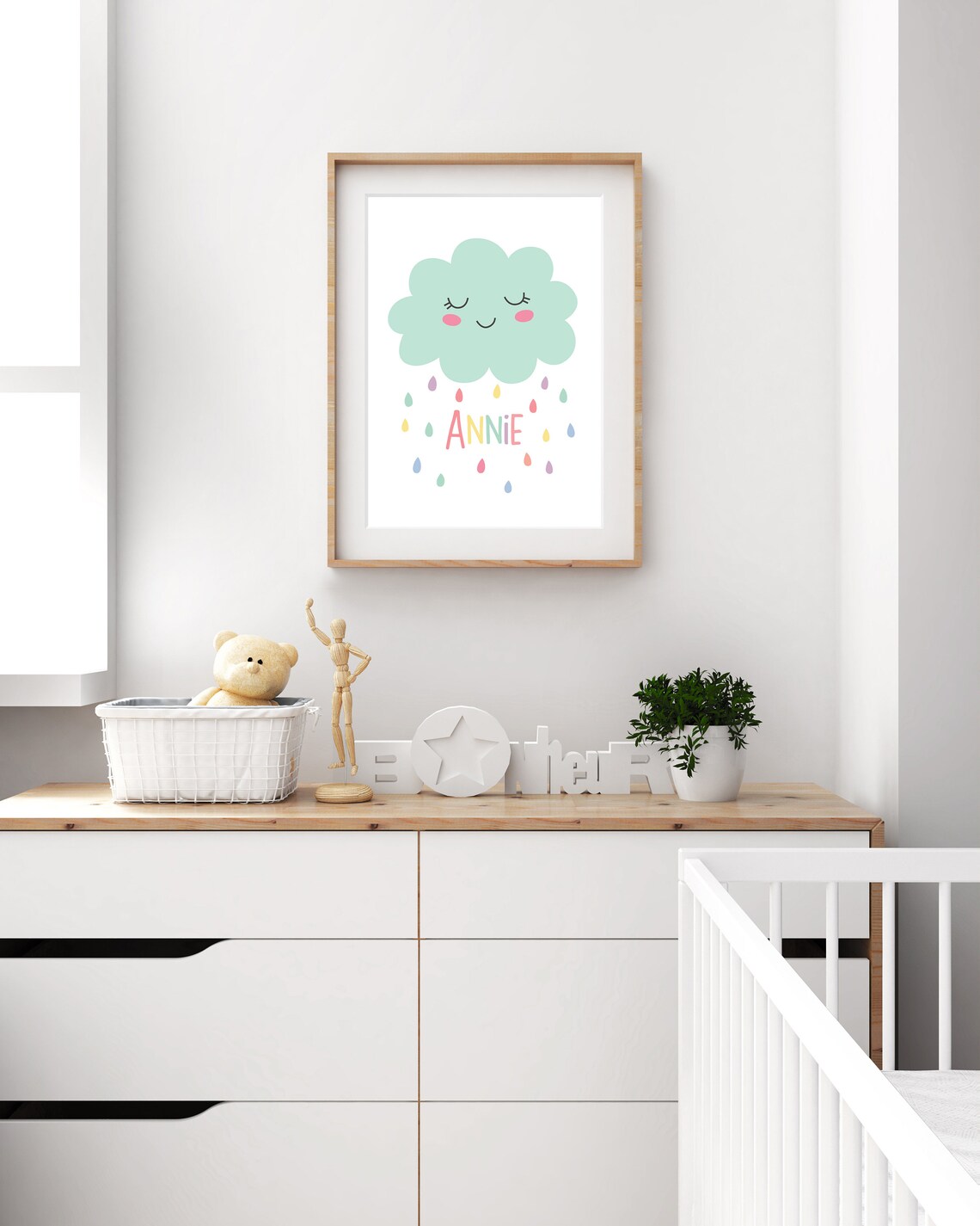 Rain Cloud Name Print Personalised New Baby Gift Rainbow Weather ...