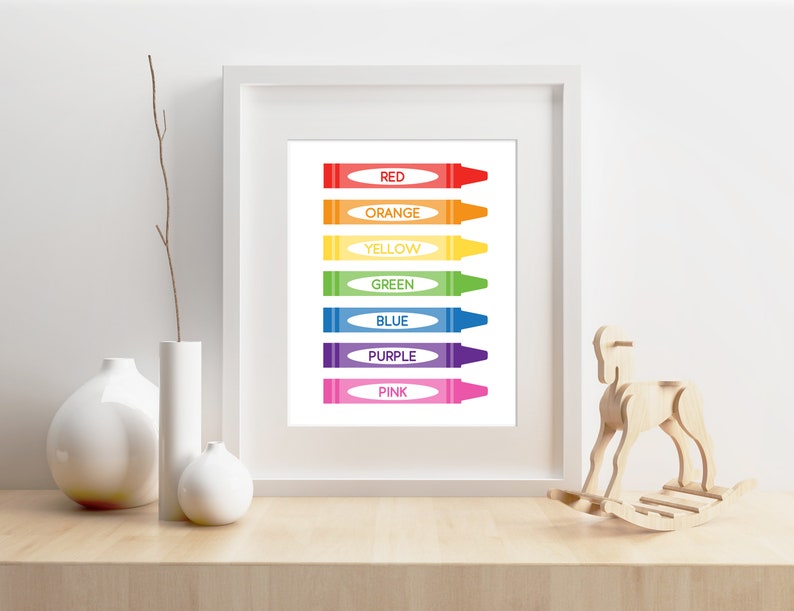Crayon Colours Art Print Colourful Bright Playroom Decor | Etsy