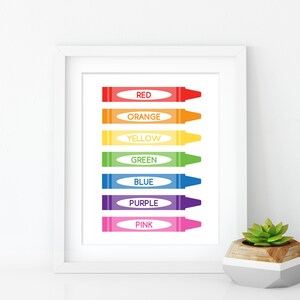 Crayon Colours Art Print Colourful Bright Playroom Decor Toddler Wall ...