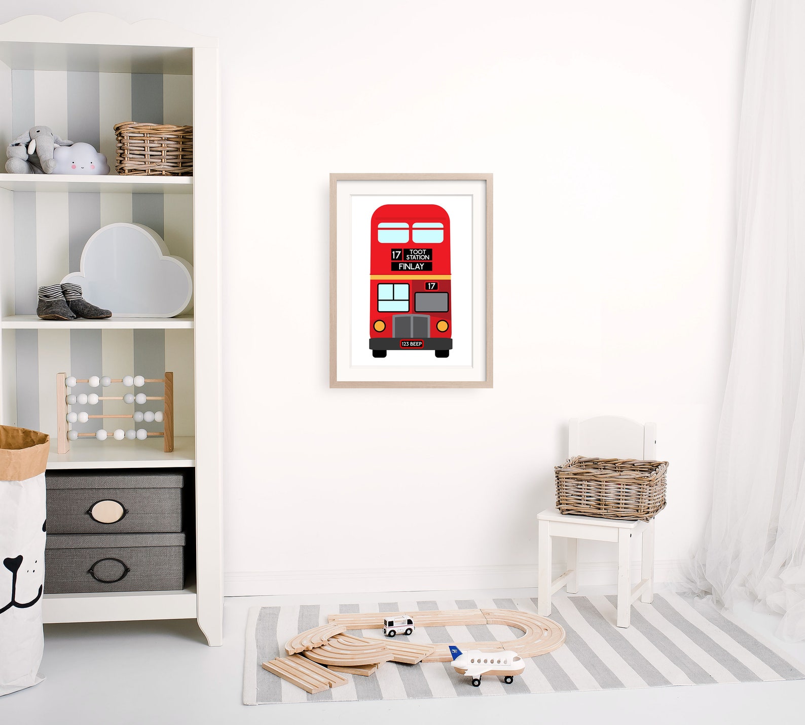 Red Bus Personalised Print London Bus Name Poster Double | Etsy