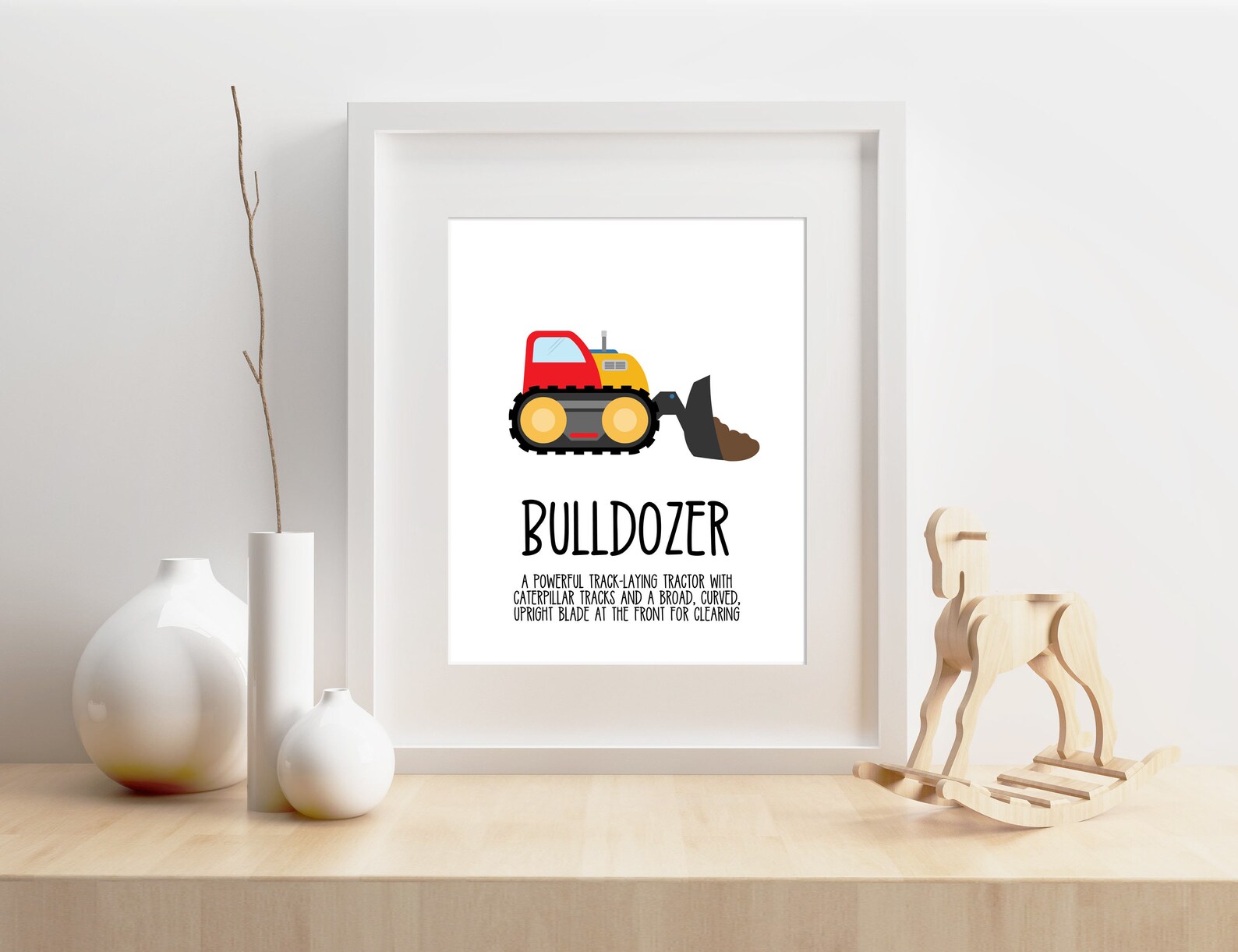 Bulldozer Print Cute Construction Decor Vehicle Bedroom | Etsy