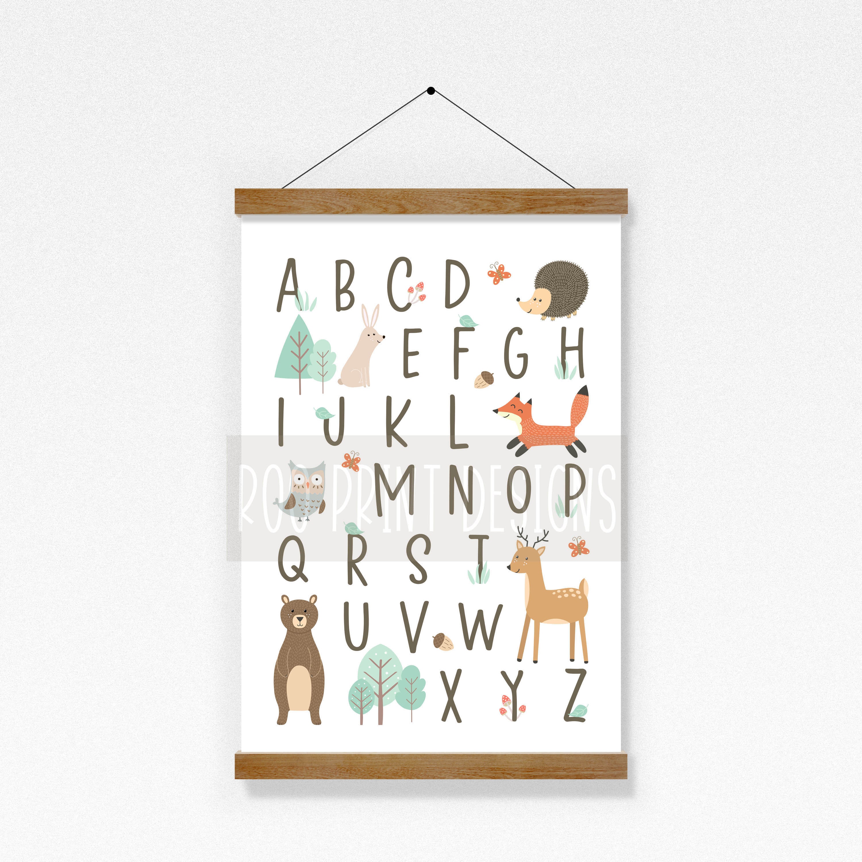 Woodland Alphabet Print Forest Animal ABC Boy Girl Kids - Etsy UK