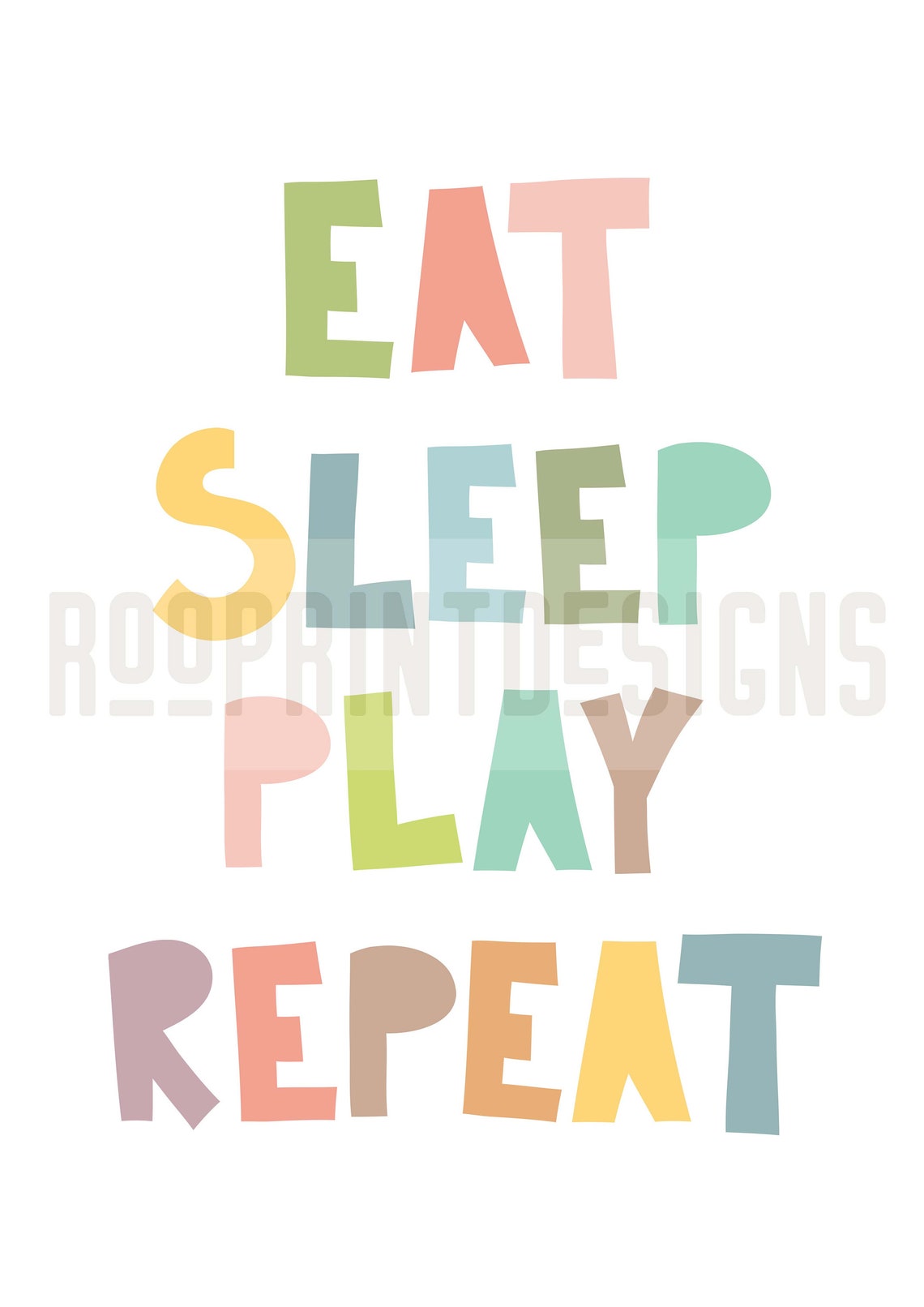 Eat Sleep Play Repeat Art Print Nursery Word Decor Playroom | Etsy