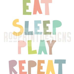 Eat Sleep Play Repeat Art Print Nursery Word Decor Playroom Words ...