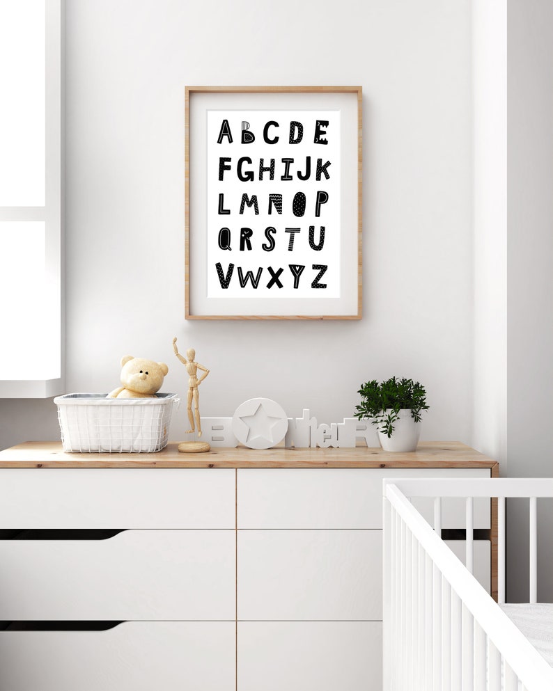 Monochrome Scandi Alphabet Print Boys Girls Kids Toddler - Etsy