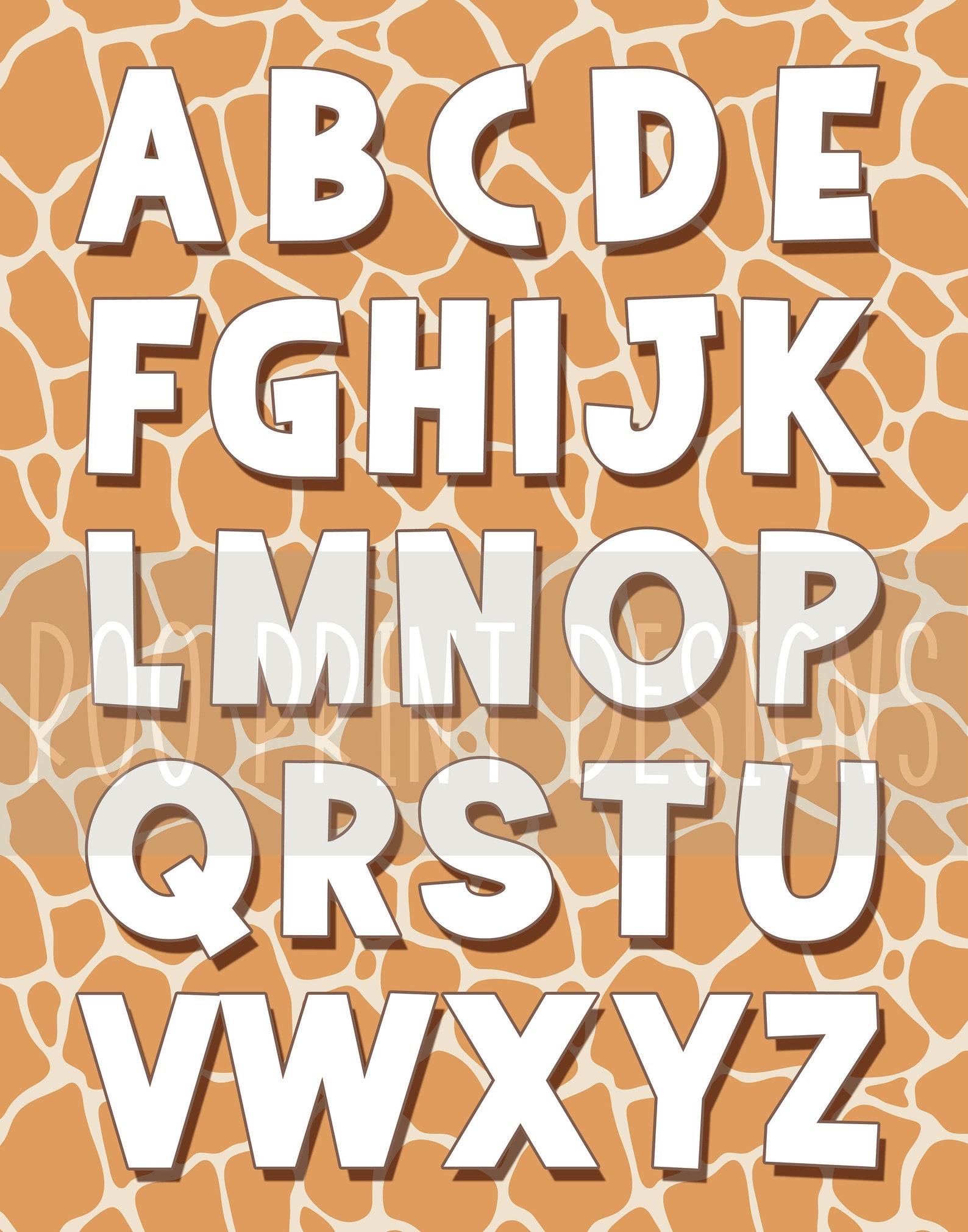 Giraffe Initial Print Capital Letter Kids Wall Decor | Etsy