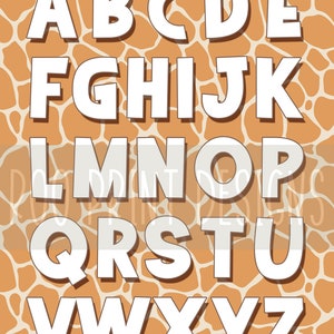 Giraffe Initial Print Capital Letter Kids Wall Decor Personalised ...