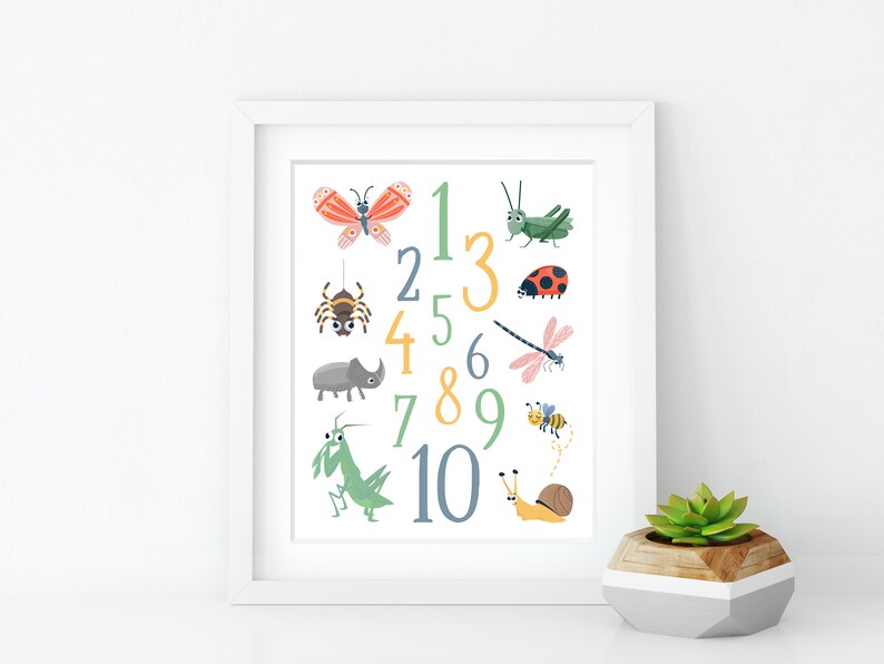 Cute Bug Insect Numbers Print Toddler Counting Wall Art | Etsy