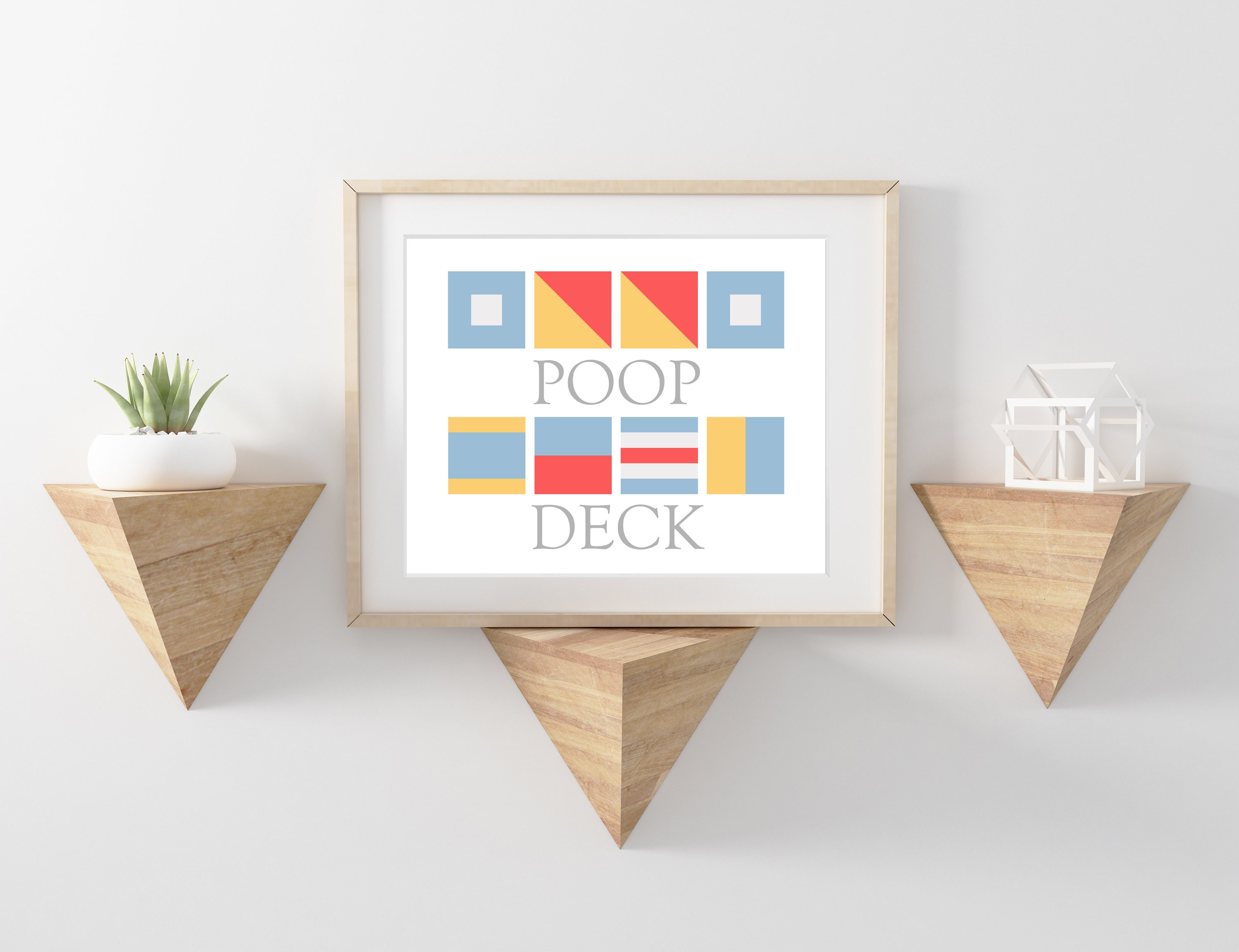 Nautical Flags Poop Deck Print Funny Ocean Nursery Wall Art - Etsy UK