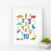 Cute Dinosaur Counting Print Number Poster Playroom Nursery Wall Art ...