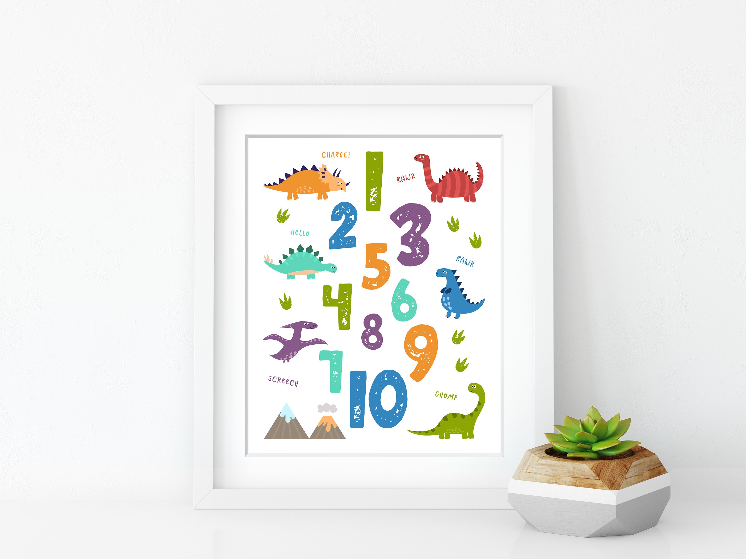 Cute Dinosaur Counting Print Number Poster Playroom Nursery - Etsy UK