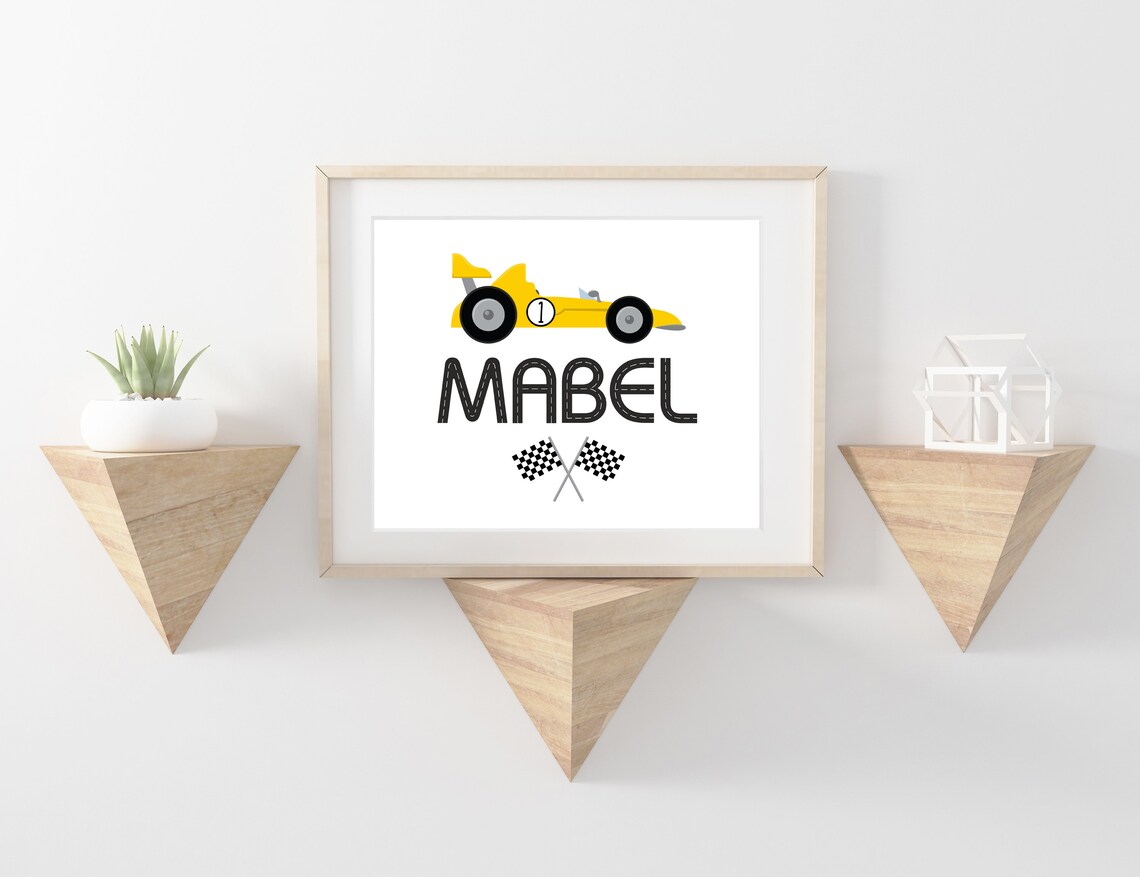 Racing Car Name Print Personalised Race Car Gift Colourful - Etsy UK