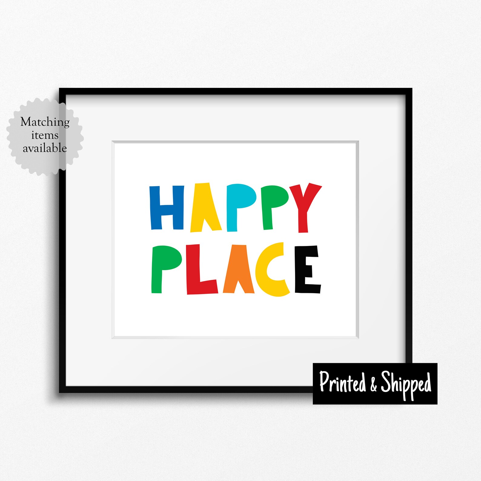 Happy Place Art Print Playroom Word Art Bright Toddlers Boys - Etsy