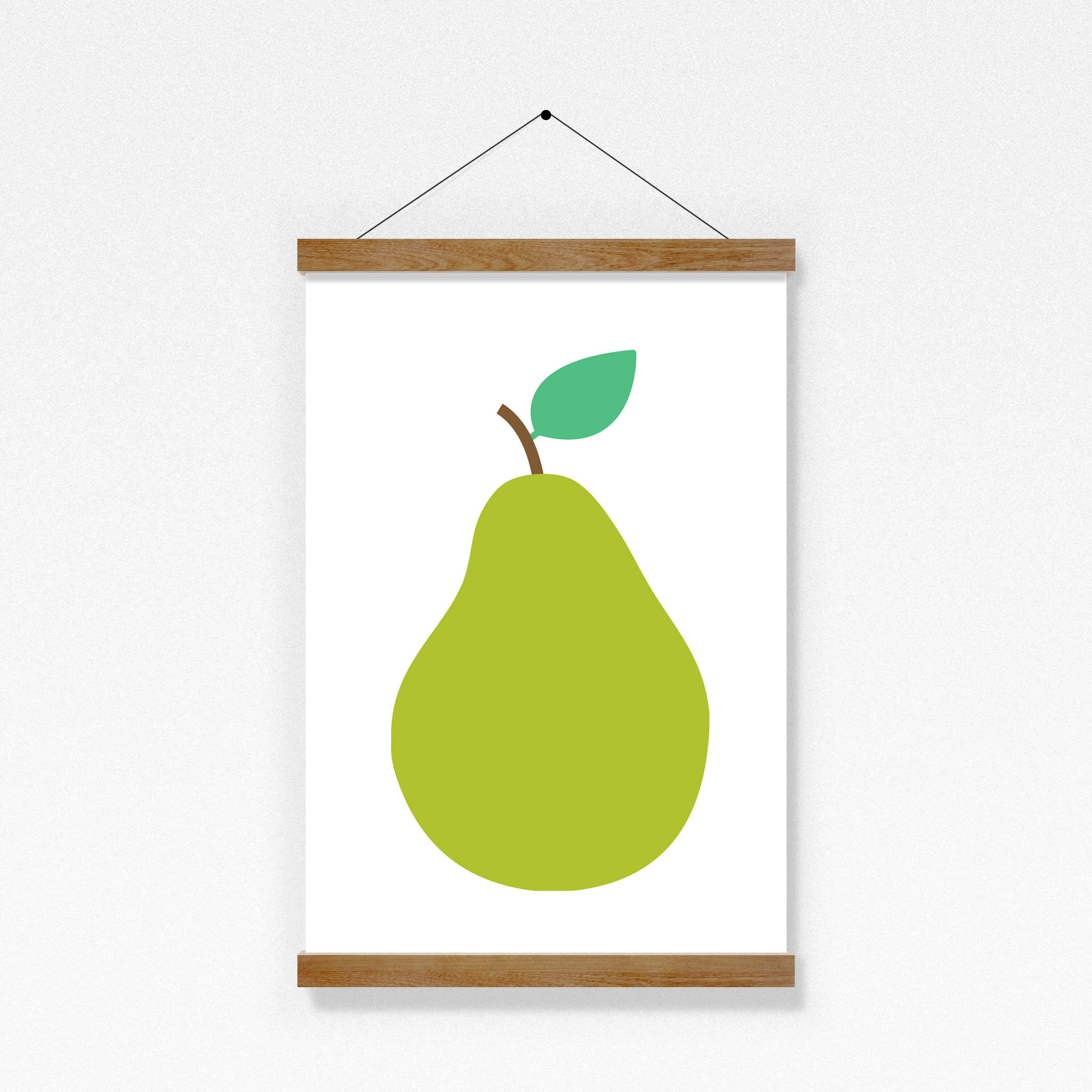 Big Green Pear Print Modern Bright Fruit Nursery Wall Art Decor Baby ...