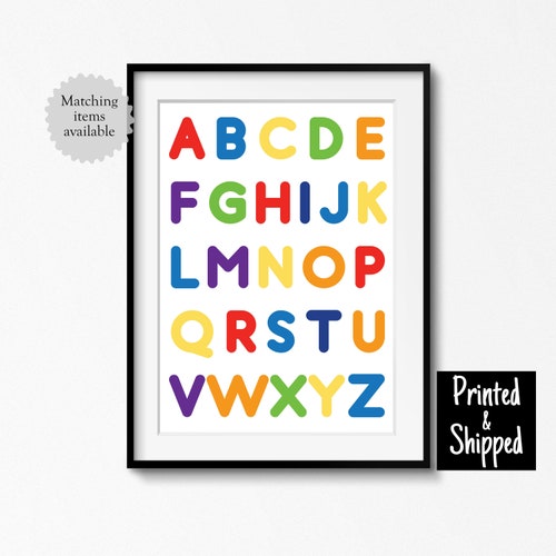 Rainbow Alphabet Print Rainbow Nursery Wall Art Colourful | Etsy