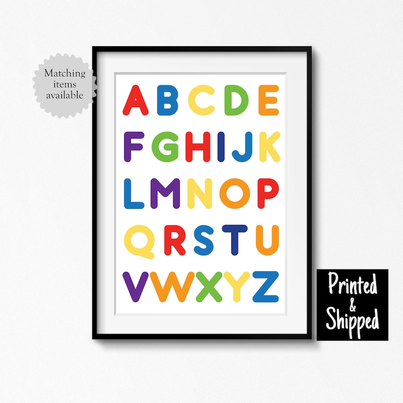 Rainbow Alphabet Print Rainbow Nursery Wall Art Colourful Poster ...